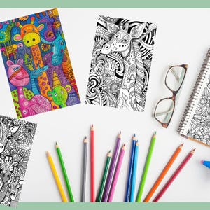 Doodle Animal Family Coloring Book: Grayscale Printable (PDF) - Etsy