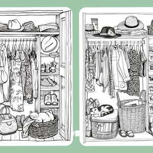 Closet With an Accessories Coloring Book, Clothes and Accessories ...