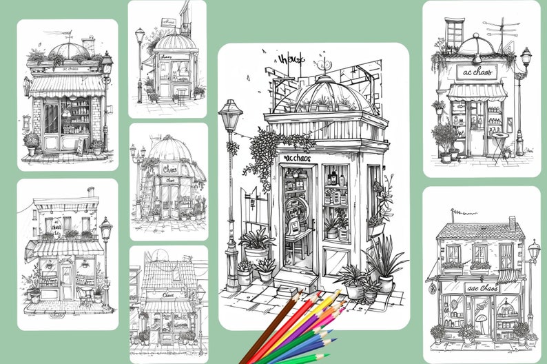 Shop Storefronts Coloring Book, Grocery Coloring Page, Home and ...