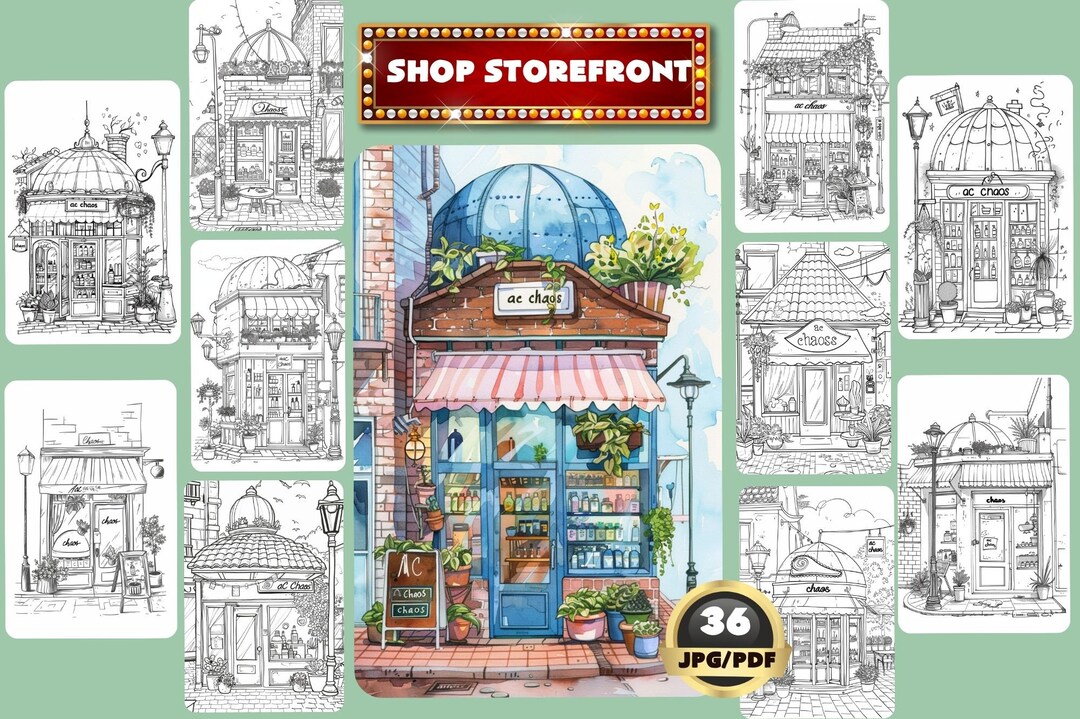 Shop Storefronts Coloring Book, Grocery Coloring Page, Home and ...