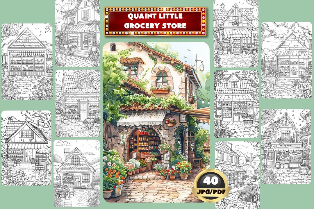 Quaint Little Grocery Store Coloring Book, Shop House, Shop Frontside ...