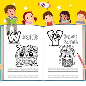 Alphabet ABC Dessert Coloring Book, A to Z Desserts Coloring, Kid ABC ...