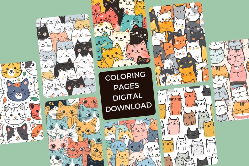 Kawaii Cute Cats Doodle Coloring Book, Cats Doodle, Relaxing and ...