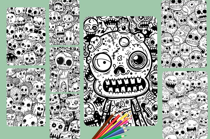 Kawaii Cute Little Zombi Doodle Coloring Book, Doodle Coloring ...