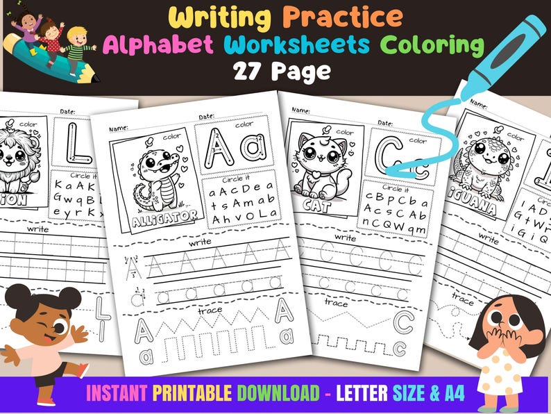 Alphabet Worksheets Coloring Book, Alphabet Coloring Pages, ABC ...