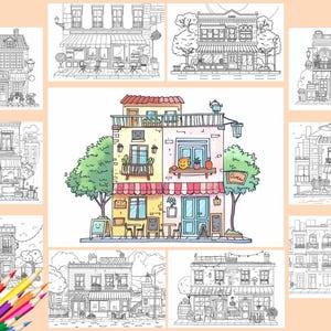 Pub in the City Center Front Side Coloring Book: House Architect Desıgn ...