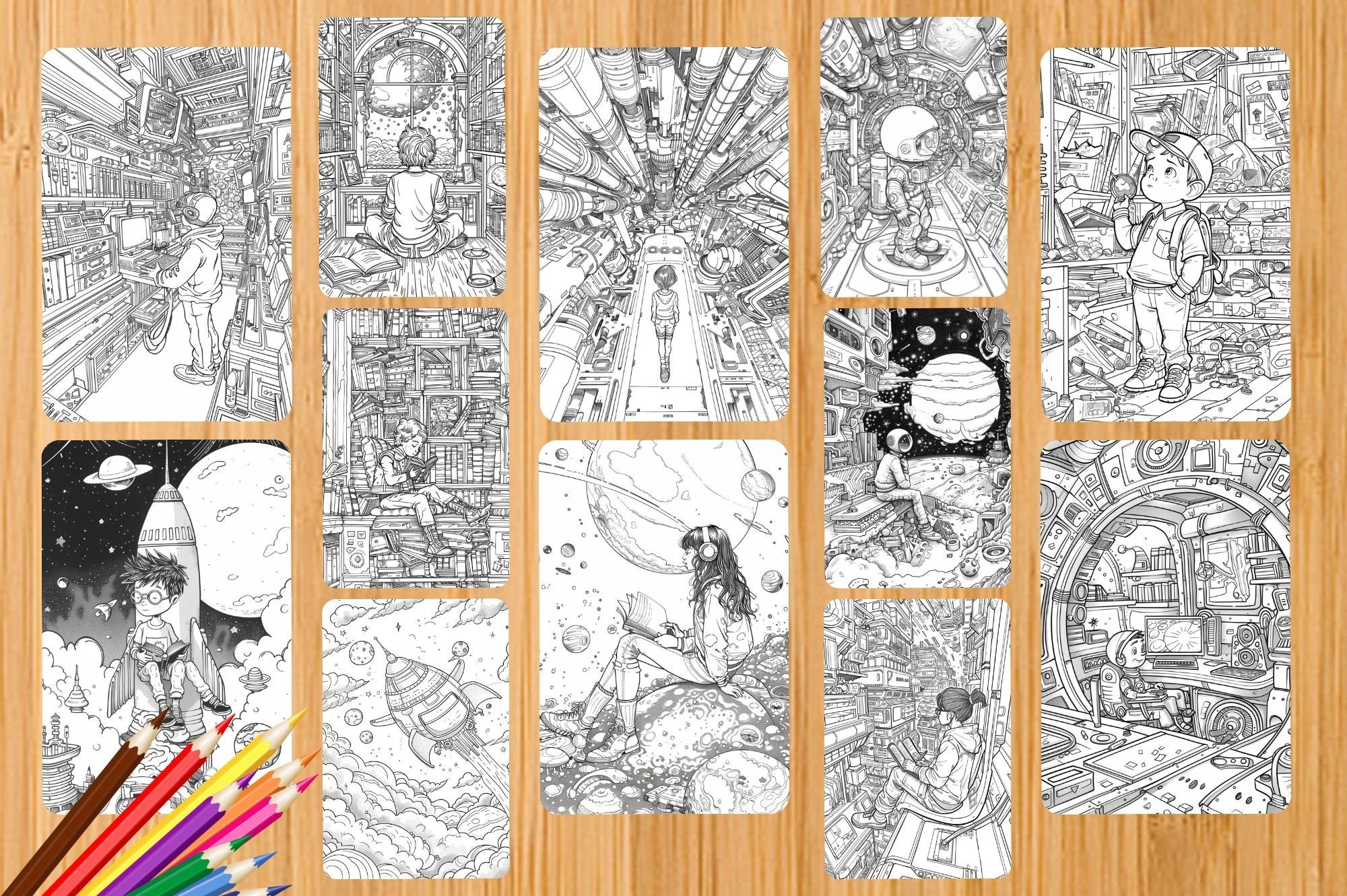 Inside the Rocket Ship Coloring, Digital Download for Adult and Kids ...