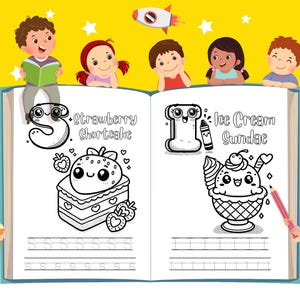 Alphabet ABC Dessert Coloring Book, A to Z Desserts Coloring, Kid ABC ...