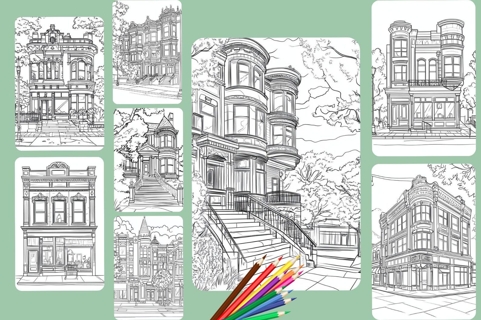 Reno Historic Buildings Coloring Book: Grayscale Old Architecture ...