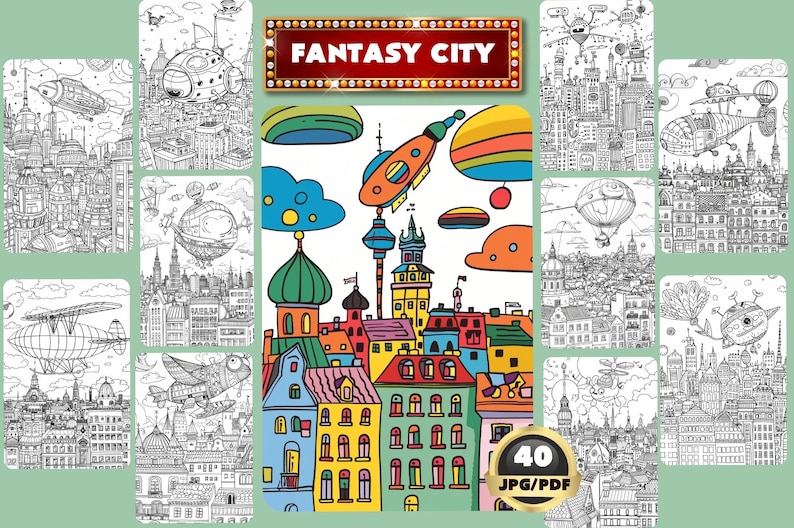 Fantasy City Coloring Book, Doodle Coloring, Relaxing Coloring ...