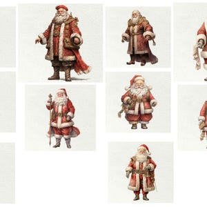 Retro Santa Claus Clipart: Watercolor Christmas PNG (digital Download ...