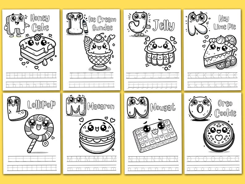 Dessert ABC Coloring Book: A-Z Alphabet Worksheets (printable PDF) - Etsy