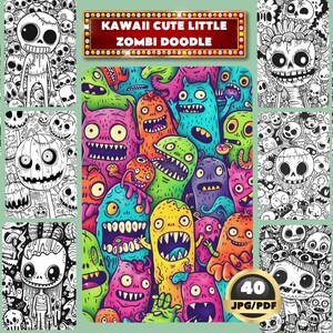 Kawaii Cute Little Zombi Doodle Coloring Book, Doodle Coloring ...