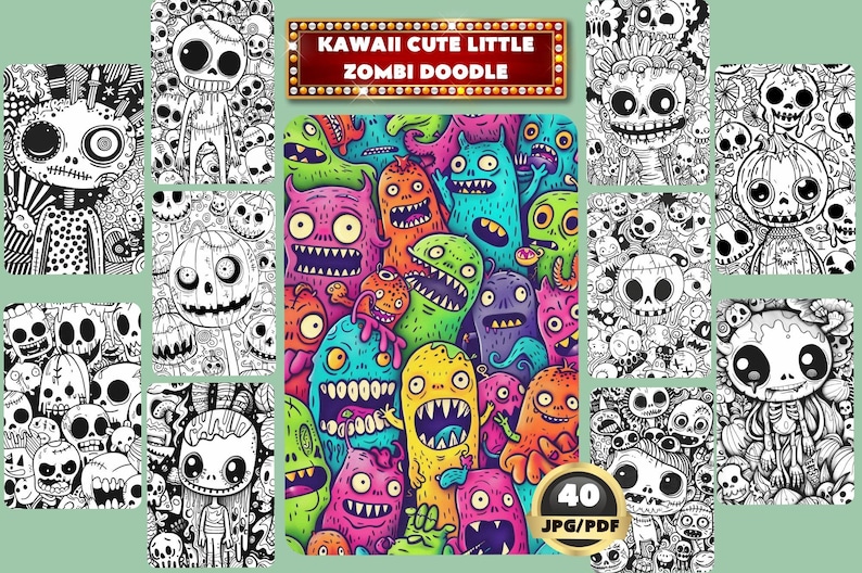Kawaii Cute Little Zombi Doodle Coloring Book, Doodle Coloring ...