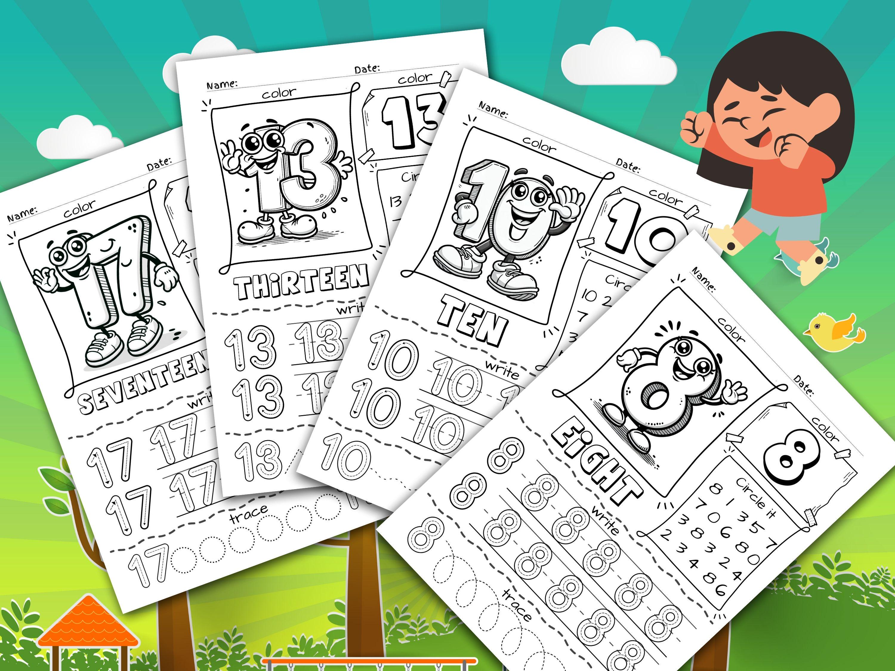 Numbers 1 to 30 Coloring Worksheets for Kids, Fun & Educational Number ...