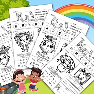 Fruit Alphabet Worksheets Coloring Book, Fun ABC Coloring, A-Z Coloring ...