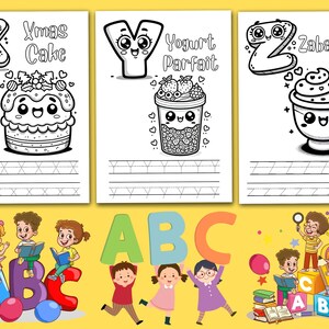 Alphabet ABC Dessert Coloring Book, A to Z Desserts Coloring, Kid ABC ...