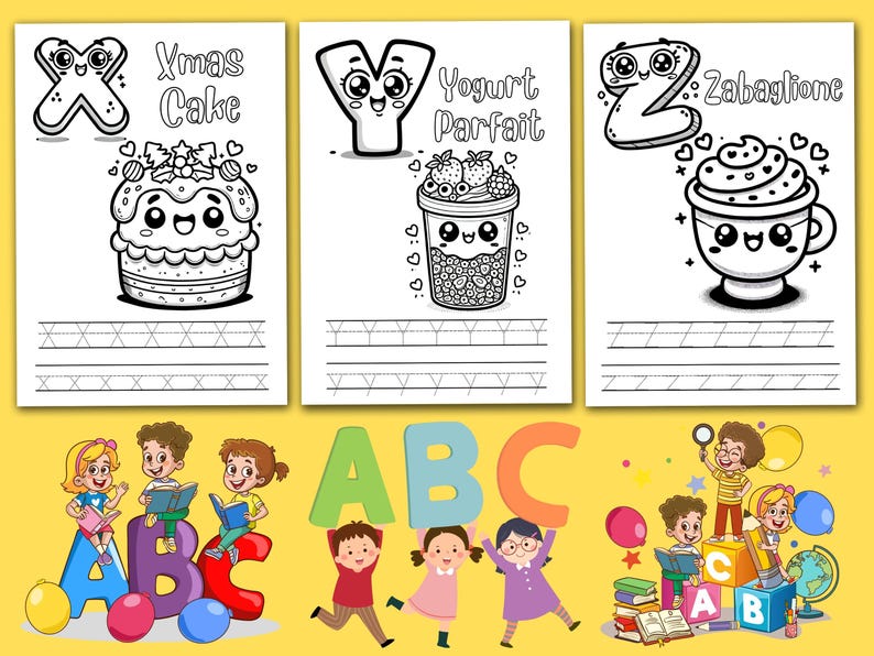 Dessert ABC Coloring Book: A-Z Alphabet Worksheets (printable PDF) - Etsy