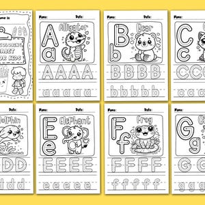 Animal Alphabet Coloring Book, ABC Writing Practice Worksheets, A to Z ...