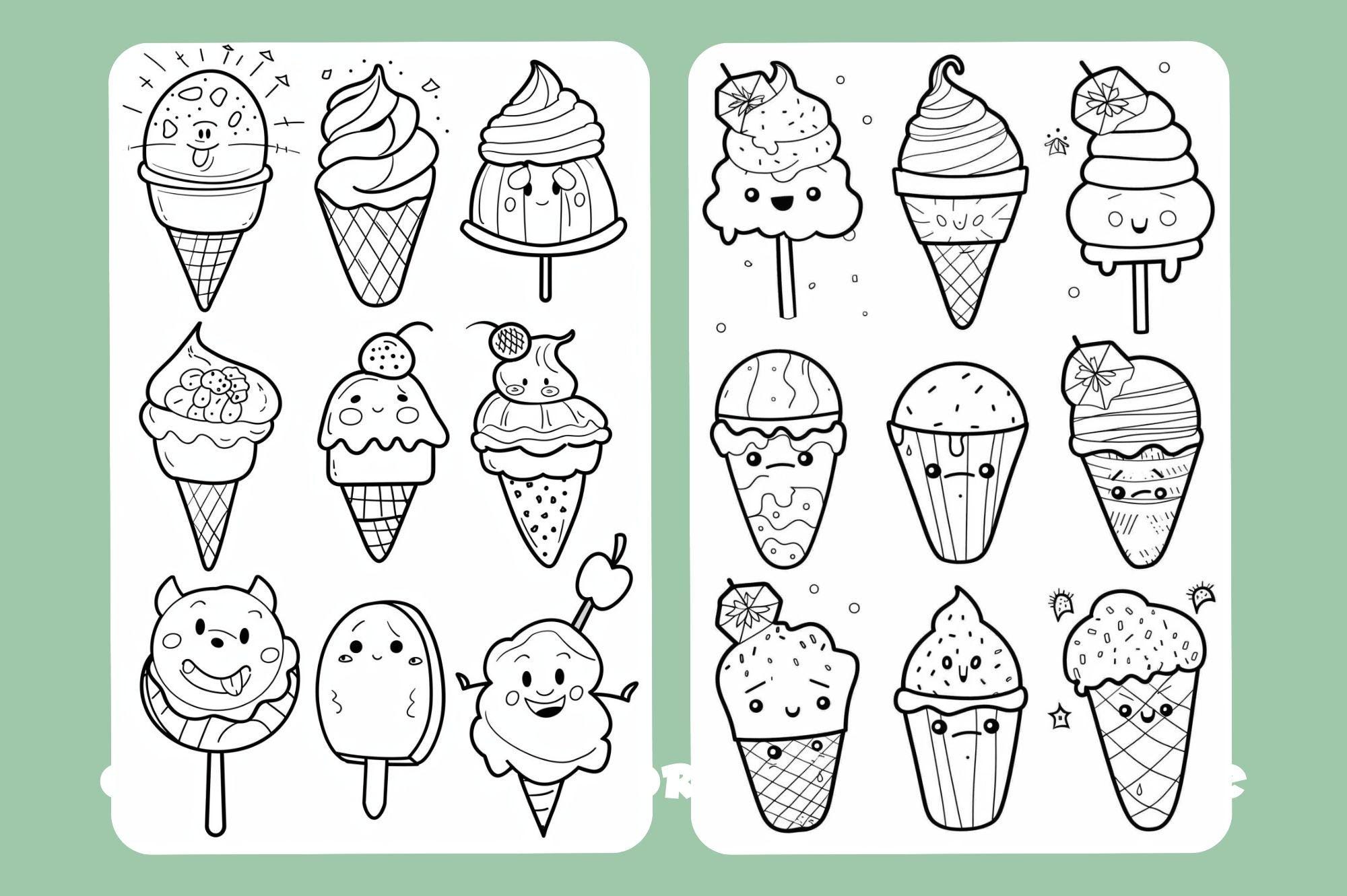 Tiny Summer Ice Cream Digital Coloring Book: Doodle Art (printable PDF ...