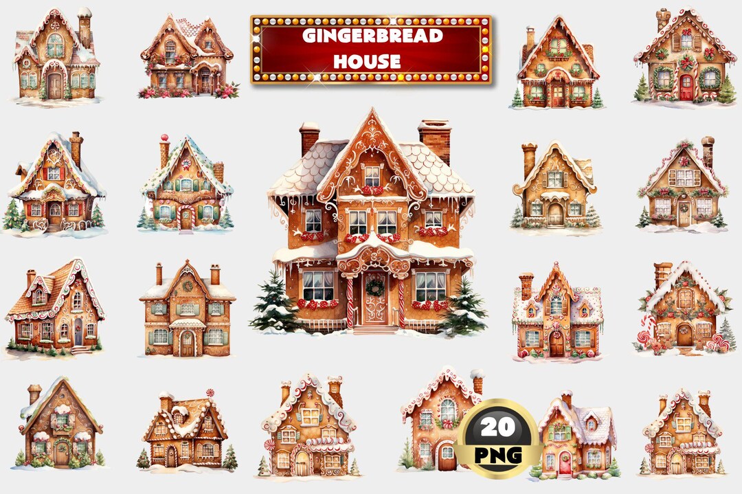 Watercolor Gingerbread House Clipart: Christmas PNG (digital Download ...