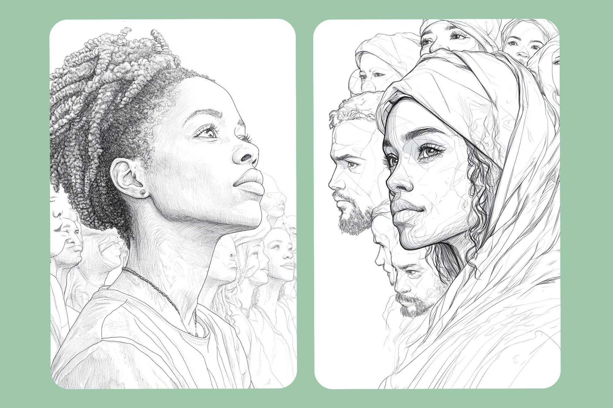 African American Praying Coloring Book: Grayscale Meditation (printable ...