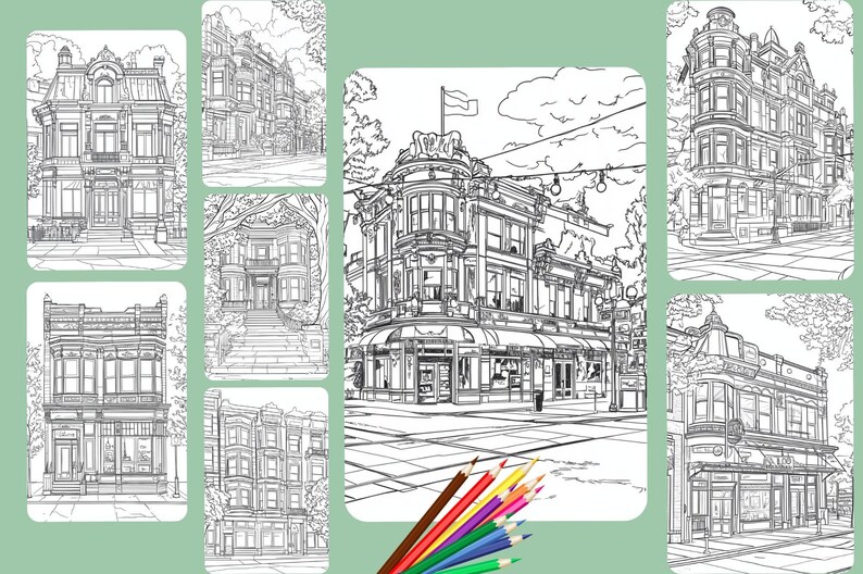Reno Historic Buildings Coloring Book: Grayscale Old Architecture ...