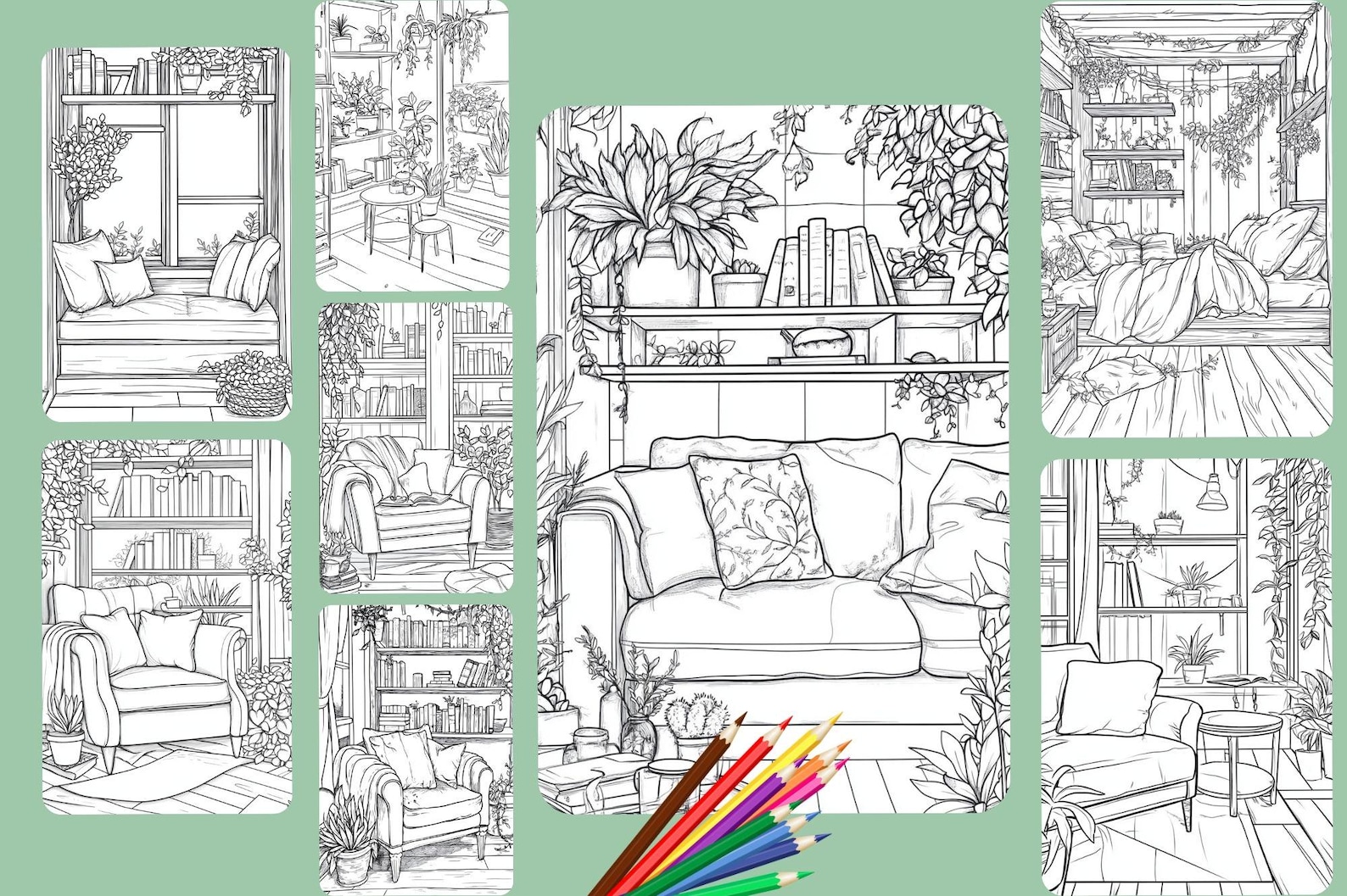 Super Cute Corner Designs of Cozy Coloring Book, Little Corner Coloring ...
