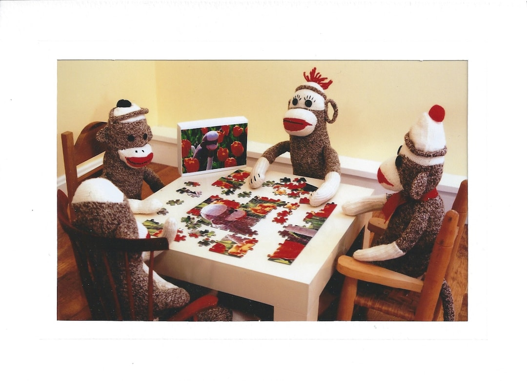 Sock Monkey Jigsaw Card - Etsy