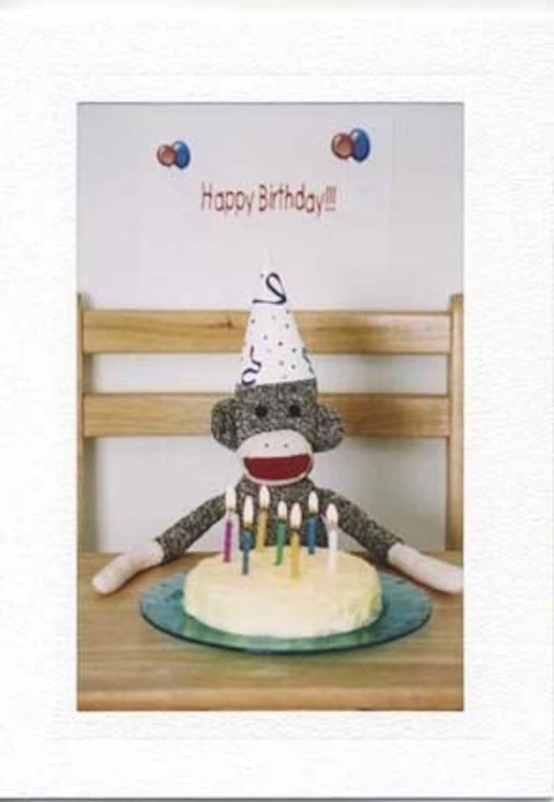 Sock Monkey Birthday Card - Etsy