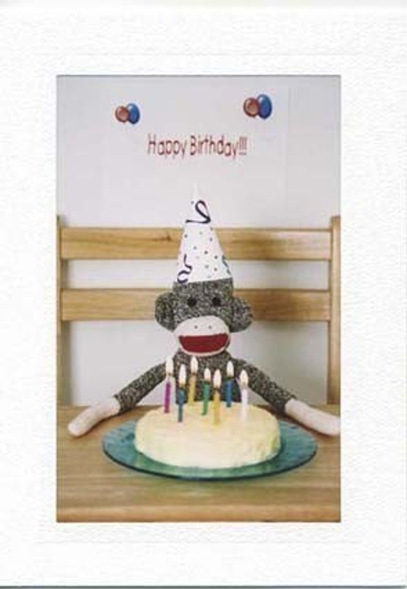 Sock Monkey Birthday Card - Etsy