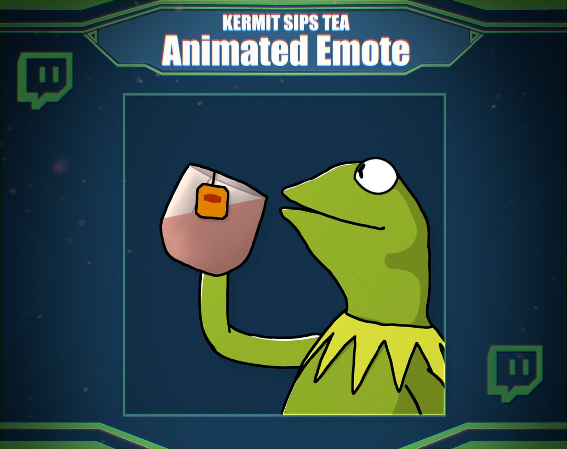 Animated Twitch Emote, Kermit Emote, Sip, Funny, Sarcastic, Youtube ...