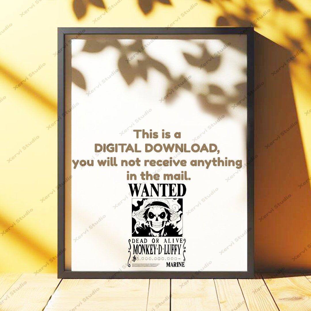 Luffy Wanted Poster Svg, Eps, Png, Pdf, Jpg Hd Digital Download - Etsy