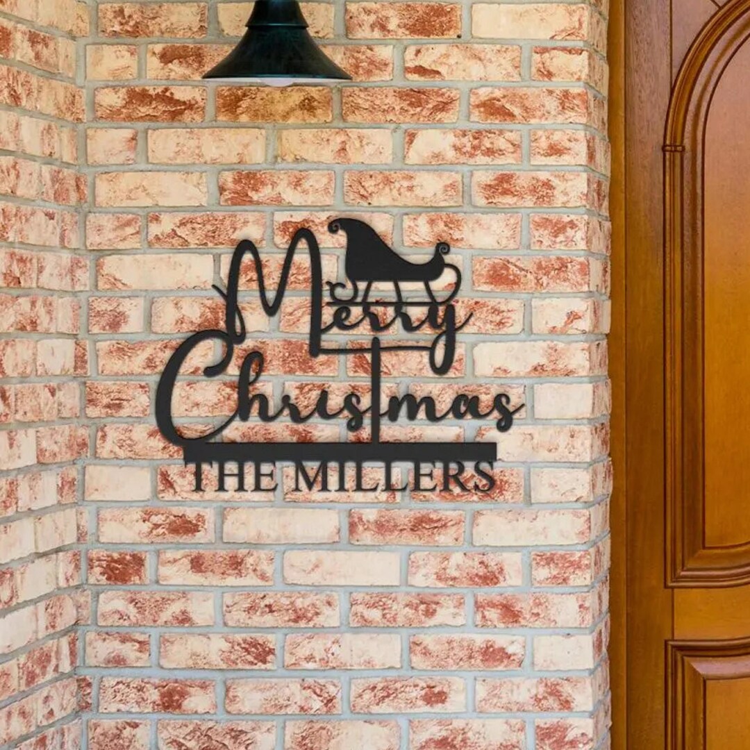 Personalized Merry Christmas Metal Sign, Personalized Christmas Family ...