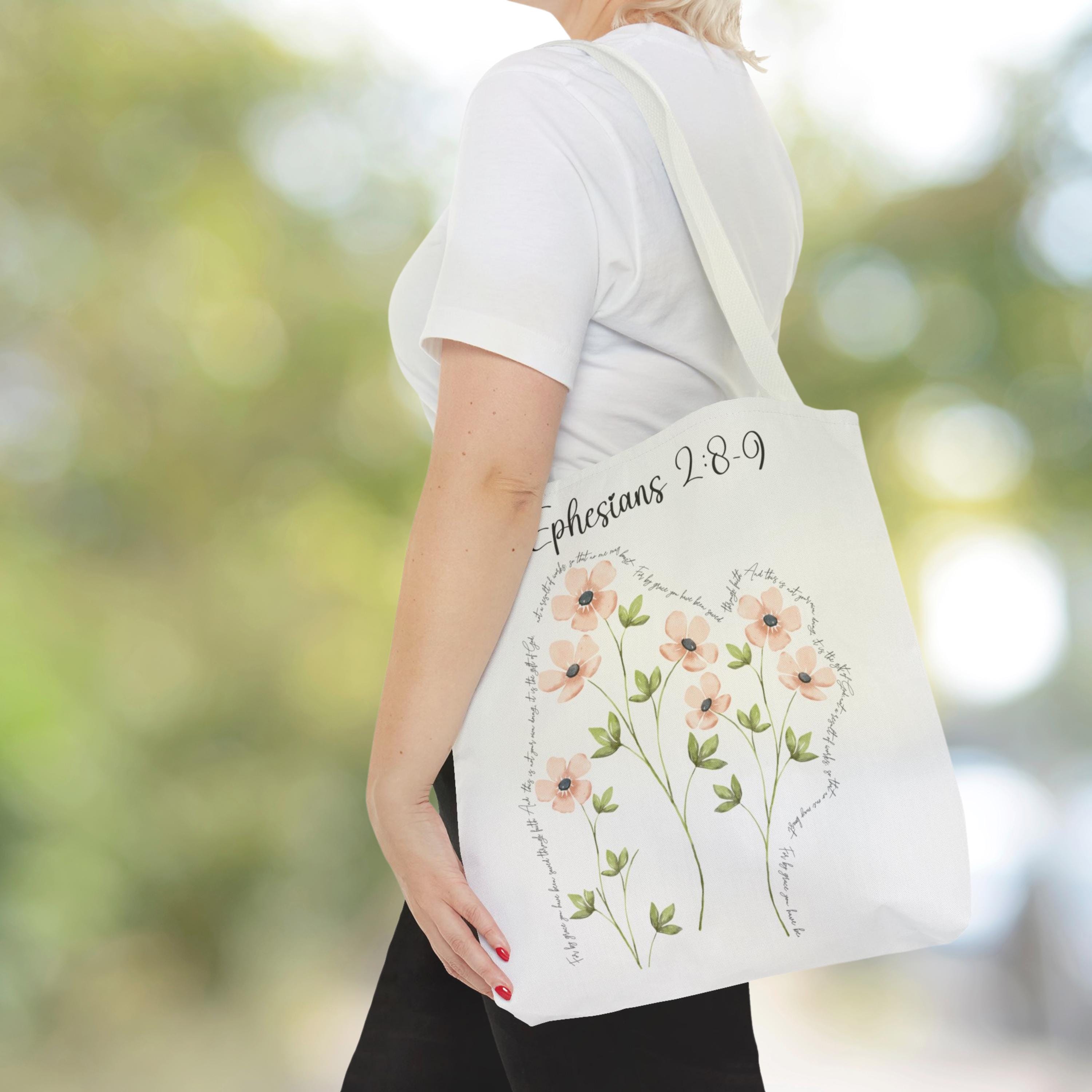 Ephesians 2:8-9 Bible Verse Tote Bag | Scripture Gift | Cute Tote Bag ...
