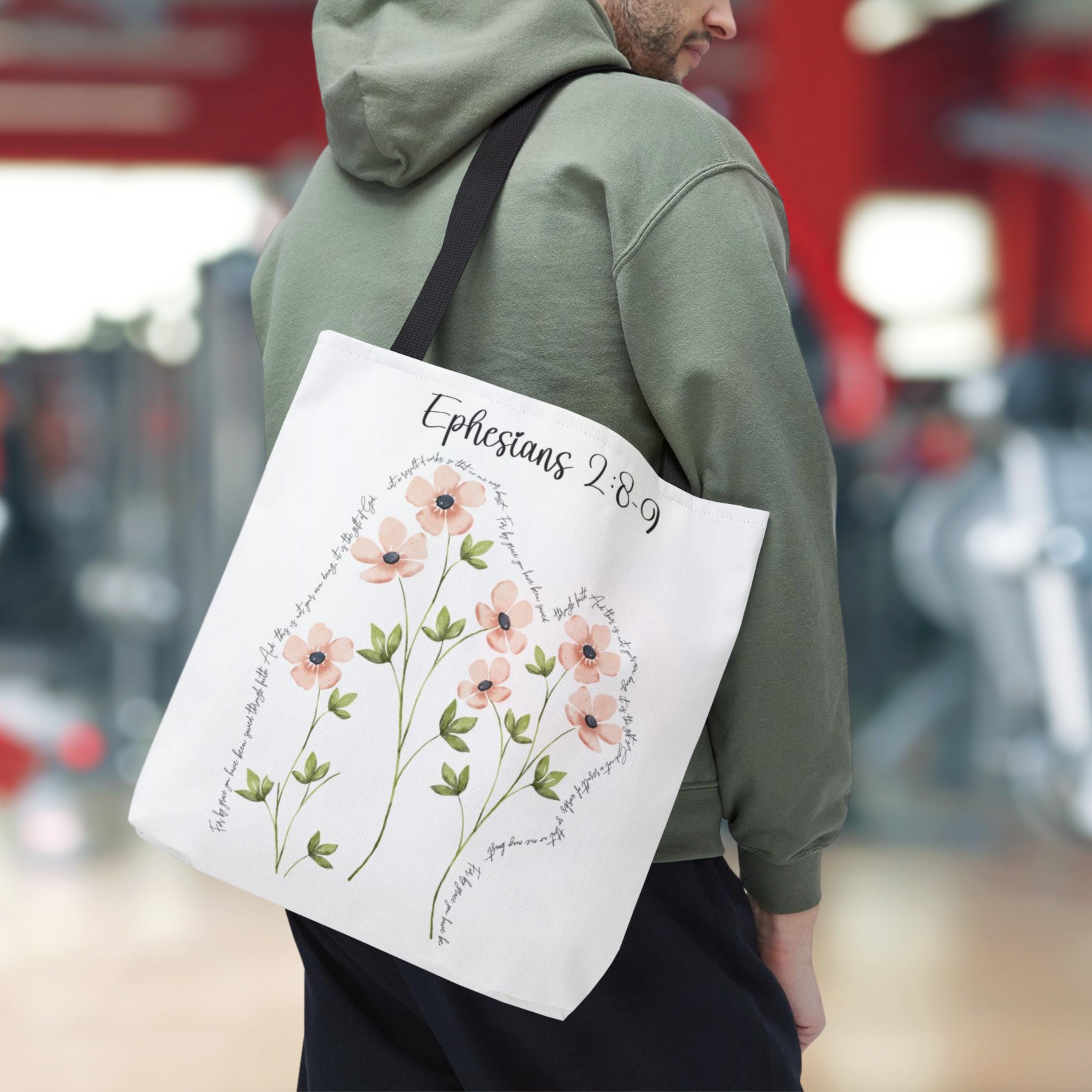 Ephesians 2:8-9 Bible Verse Tote Bag | Scripture Gift | Cute Tote Bag ...