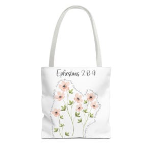 Ephesians 2:8-9 Bible Verse Tote Bag | Scripture Gift | Cute Tote Bag ...