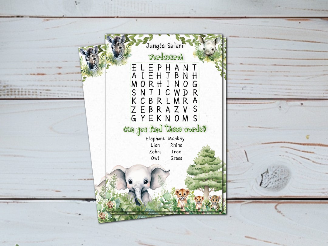 Set of 10 Jungle Safari Wordsearch & 1 Answer Sheet - Etsy