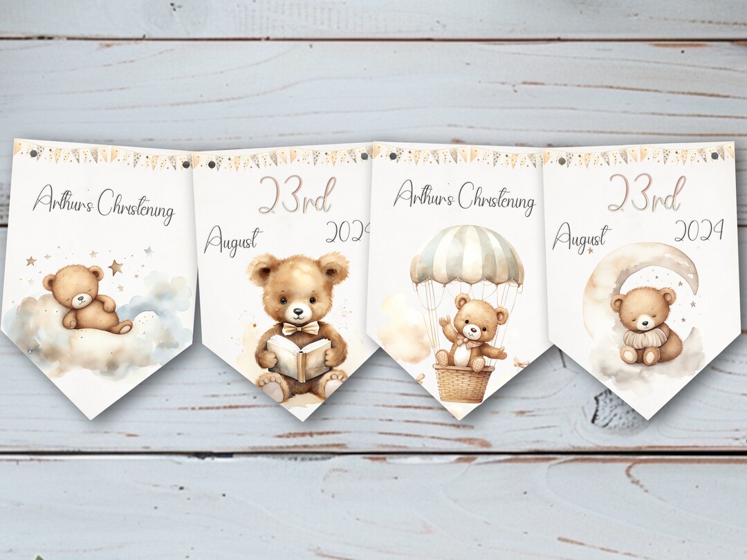 Personalised Teddy Bear Bunting/banner & Ribbon (any Occasion) - Etsy