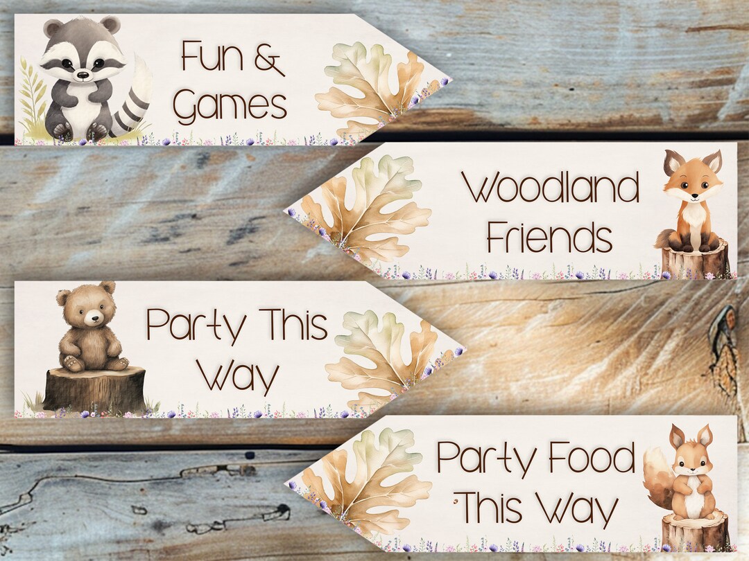 Set of 4 Woodland Animals Party Arrows - Etsy