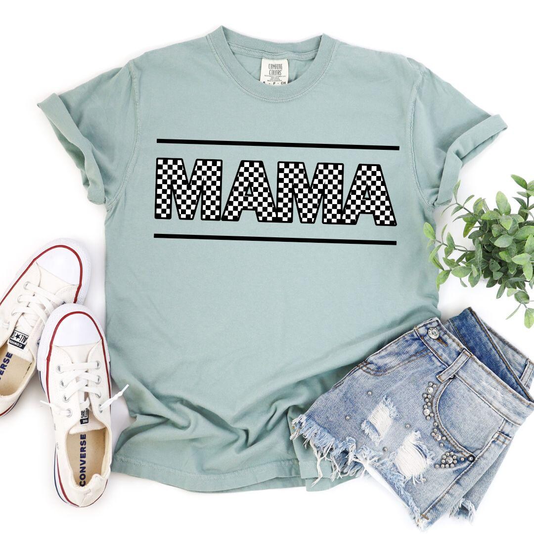 Checkered MAMA, Trendy Checkered Pattern T-shirt, Cute T-shirt, Mom ...