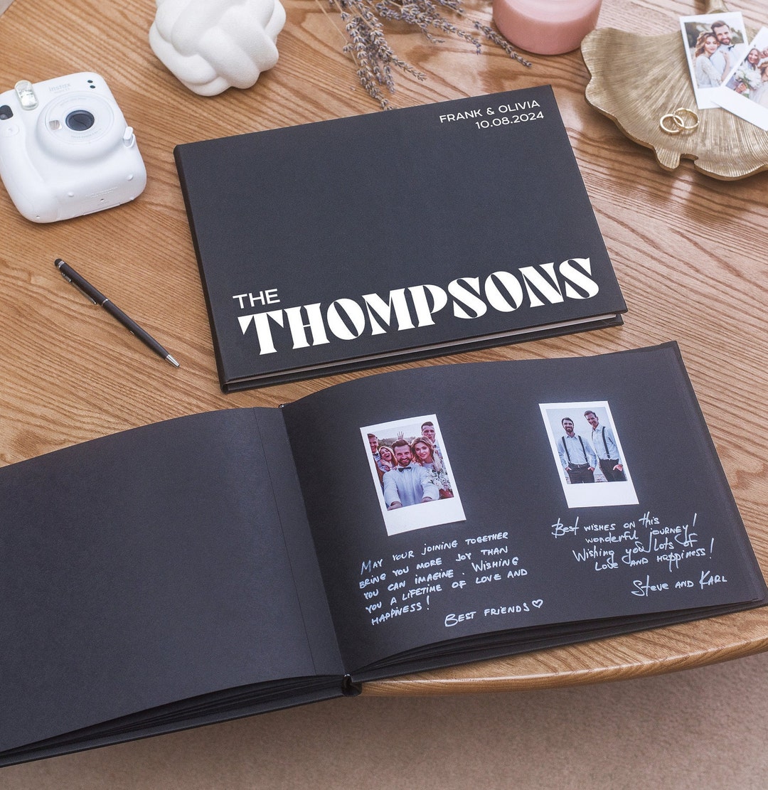 Black Polaroid Photo Album Black Paper, Blank, Lined Pages Photo Custom ...