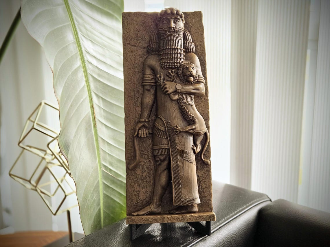 Ancient Mesopotamian Gilgamesh Relief Wall Plaque - Glazed Clay ...