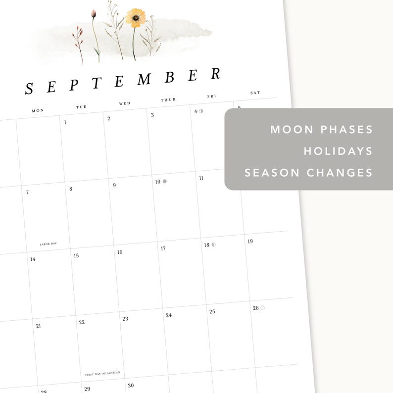 2026 Color Flower Floral Watercolor Large, Monthly, Wall Calendar ...