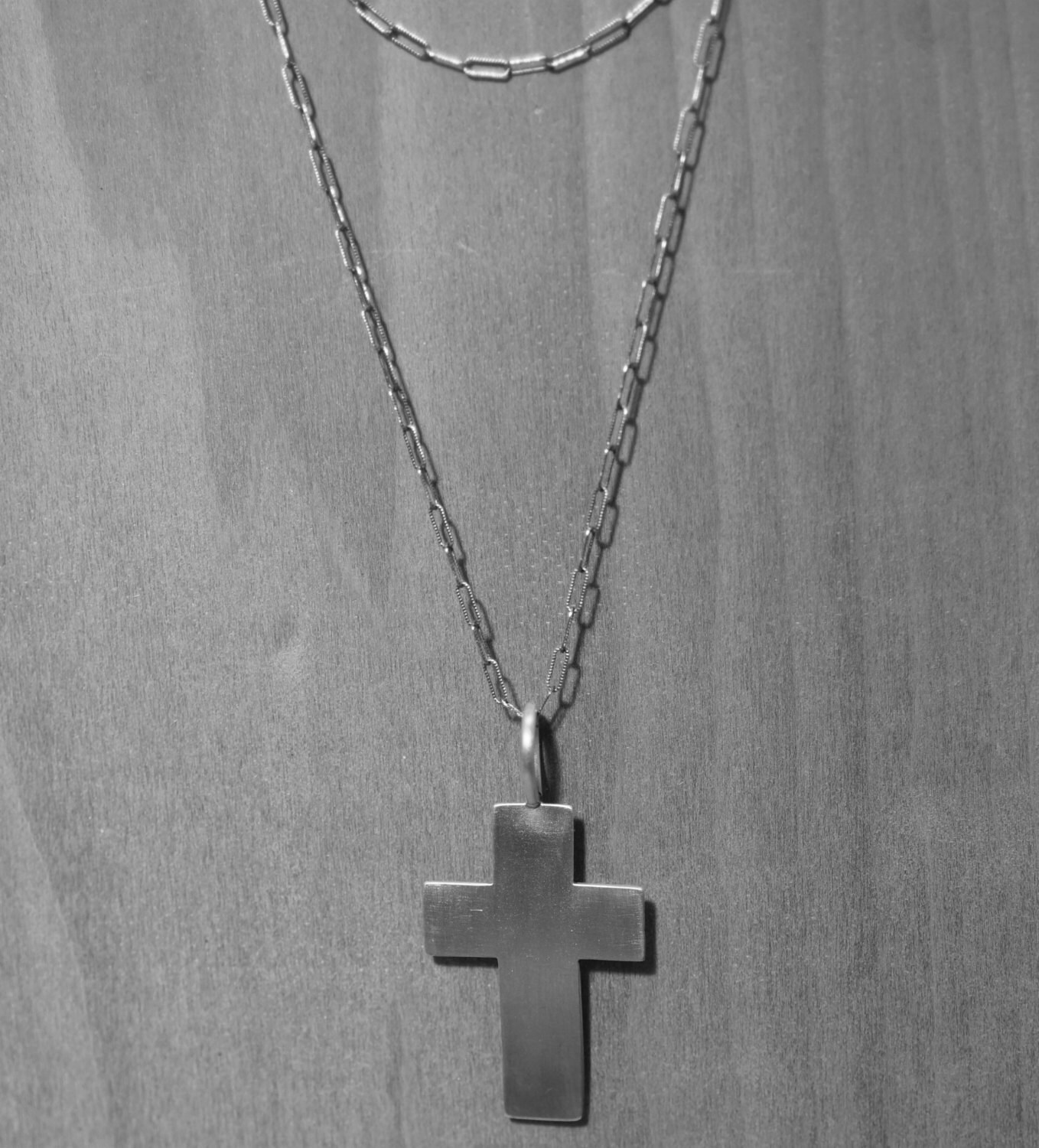Bold Argentium Silver Cross on Long Chain - Etsy