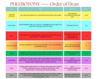 Phlebotomy Order of Draw Flashcards - Etsy