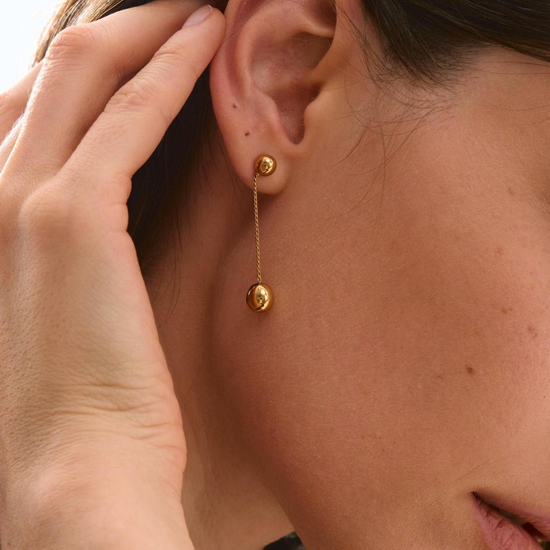 Gold Ball Drop Earrings - Etsy