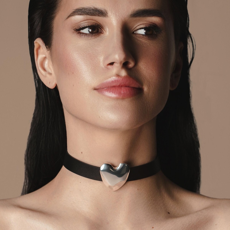 Leather Heart Choker - Etsy