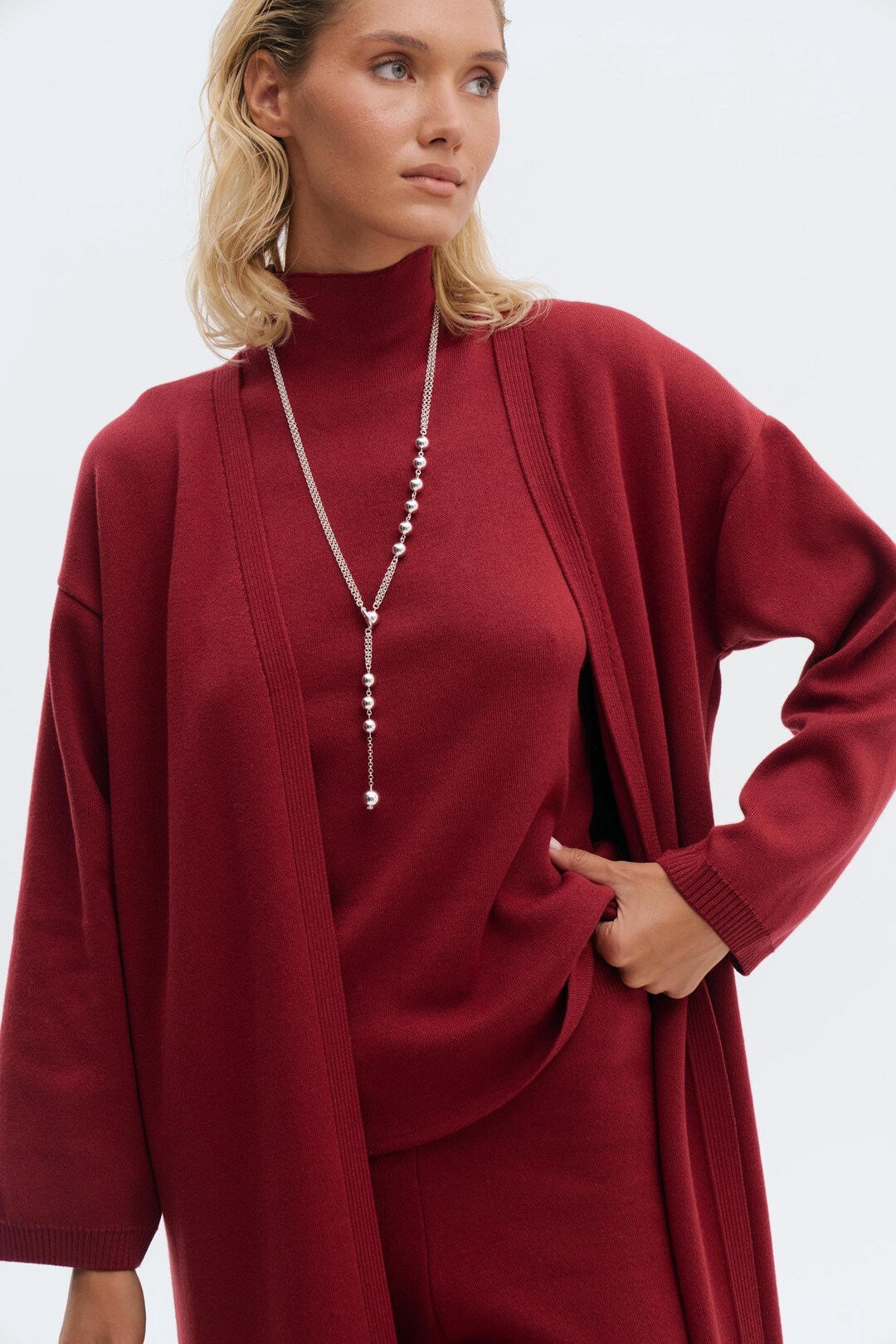 Long Y-shape Necklace, Bold Chain With Large Balls, Statement Layering ...