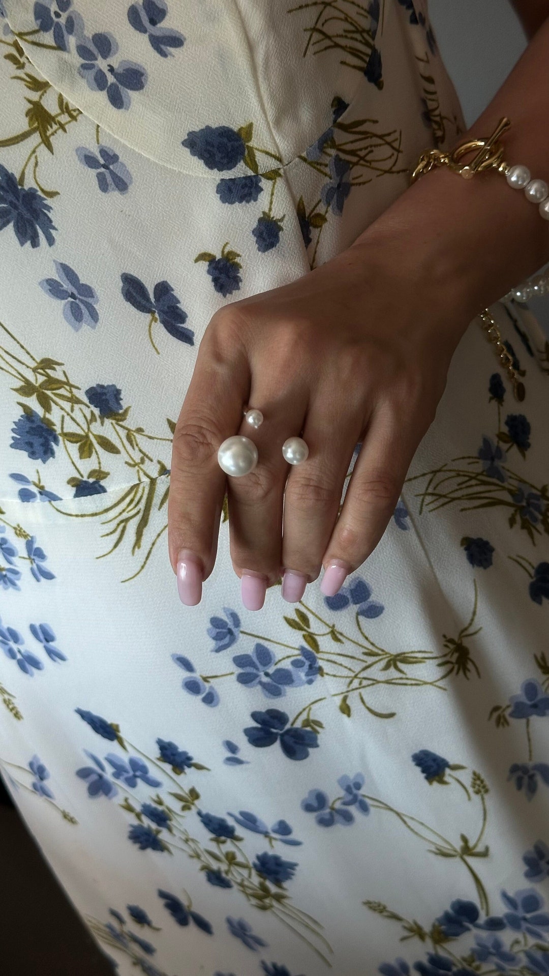 Open Pearl Ring, Pearl Jewelry, Promise Ring, Sterling Silver/gold ...